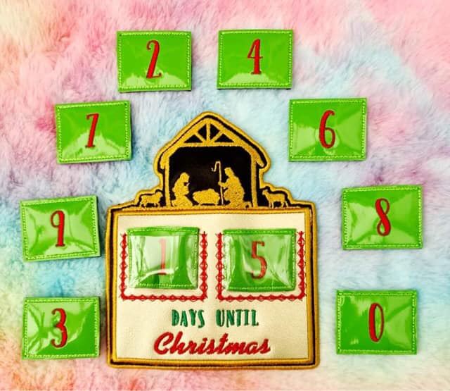 Nativity Christmas Countdown | Purple Bear Embroidery Designs