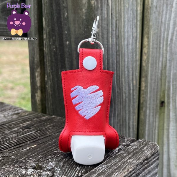 Heart Inhaler Cover | Purple Bear Embroidery Designs