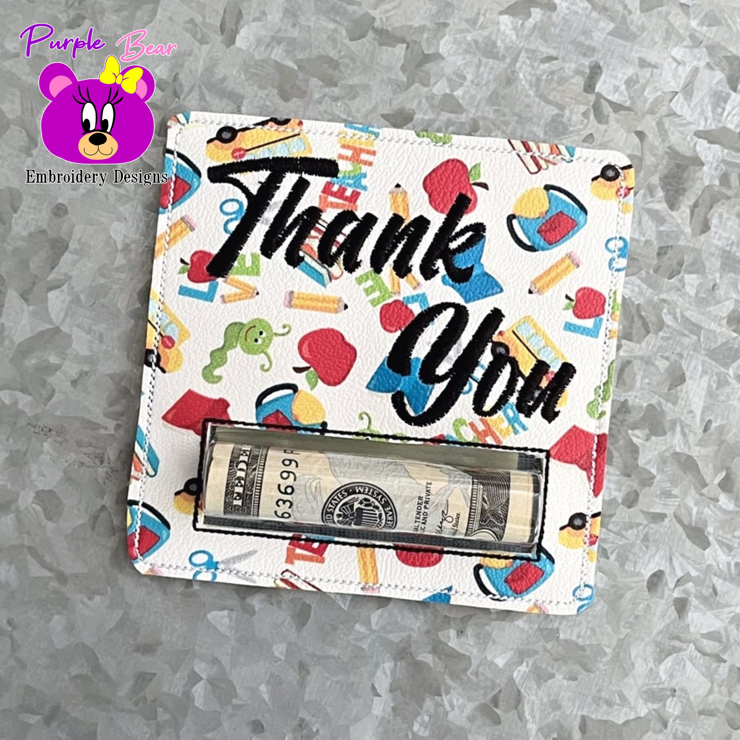 Thank you, Money Pocket | Purple Bear Embroidery Designs